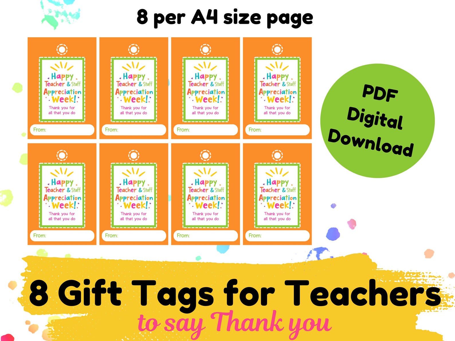 Printable Teacher & Staff Appreciation Gift Tags | Thank You Tags for ...