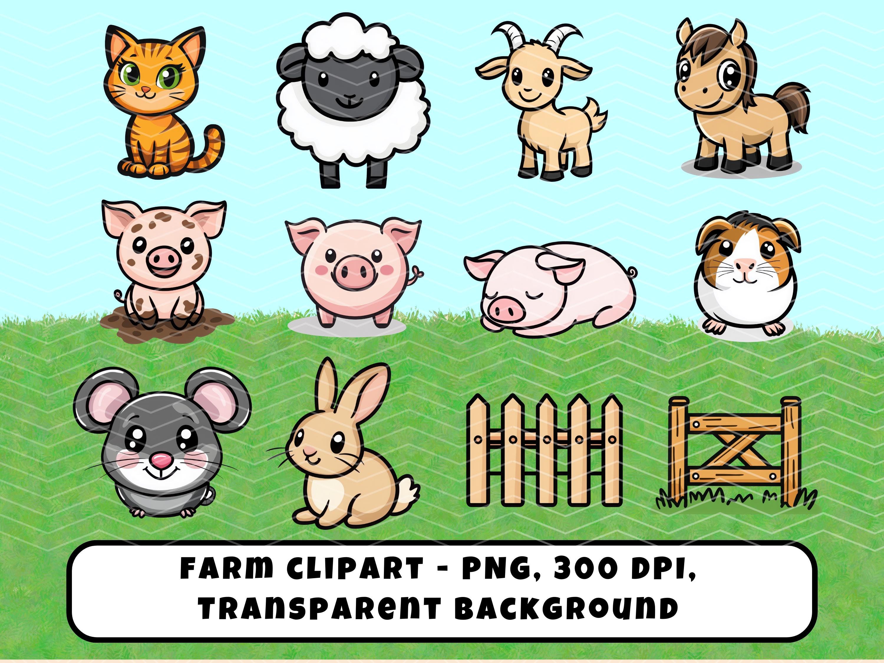 Farm Animals Clipart PNG | Cute Barnyard Animals & Farm Scene ...