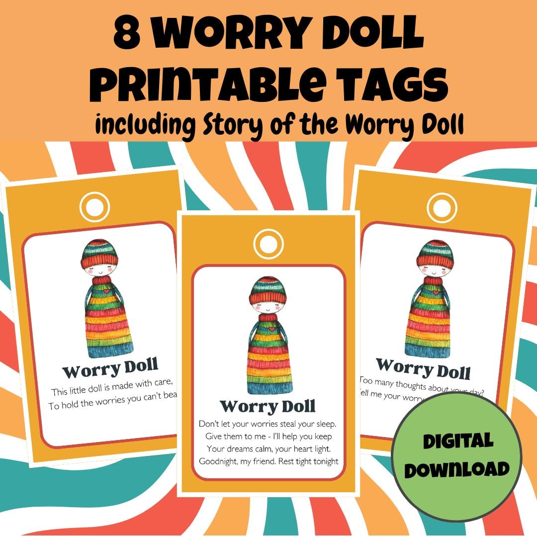 Worry Doll Printable Tags: Calming Rhymes, SEL Resource (digital ...