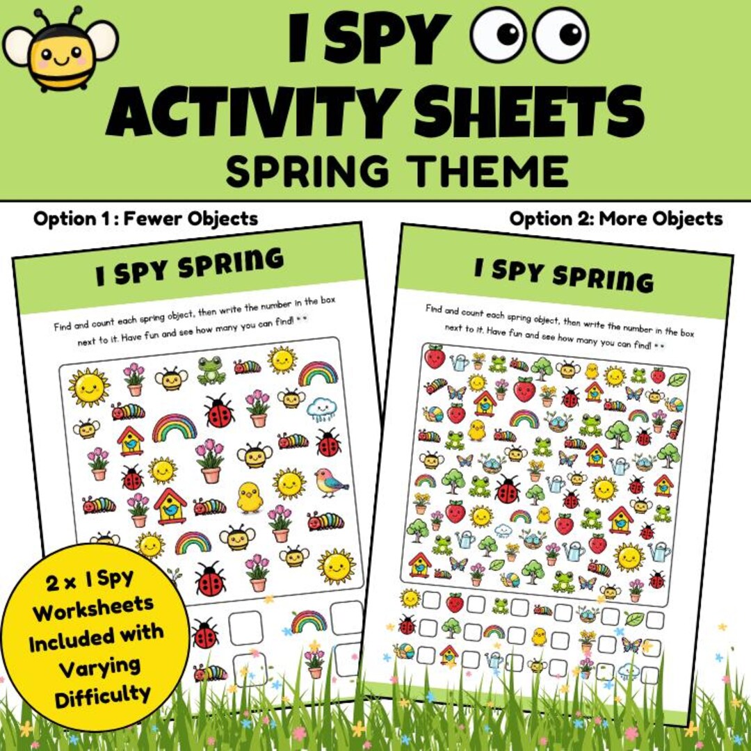 I Spy Spring Worksheets | Kids Activity Sheets Eye Spy | Spring ...