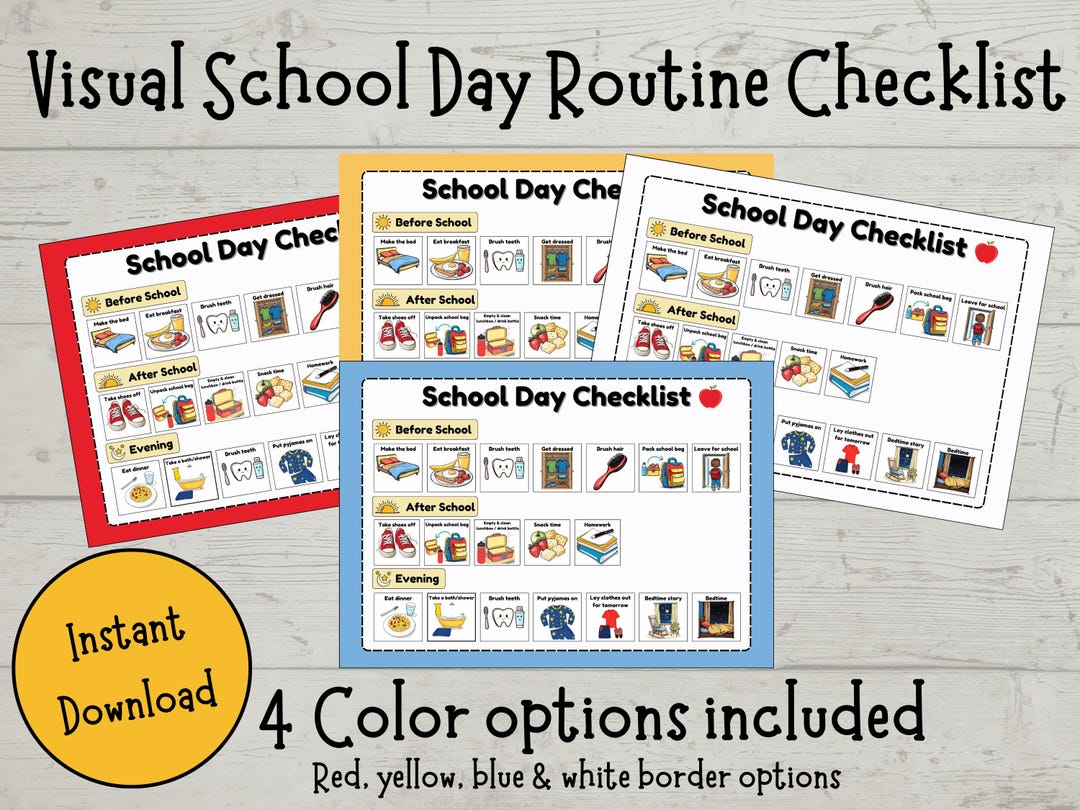 Visual Daily School Routine Chart for Kids | Morning & Evening ...