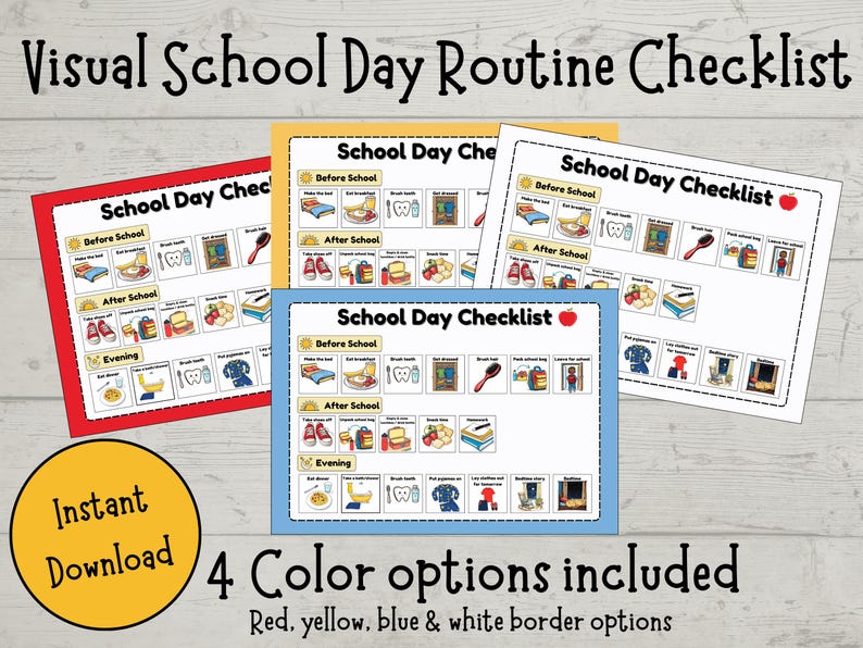 Visual Daily School Routine Chart for Kids | Morning & Evening ...