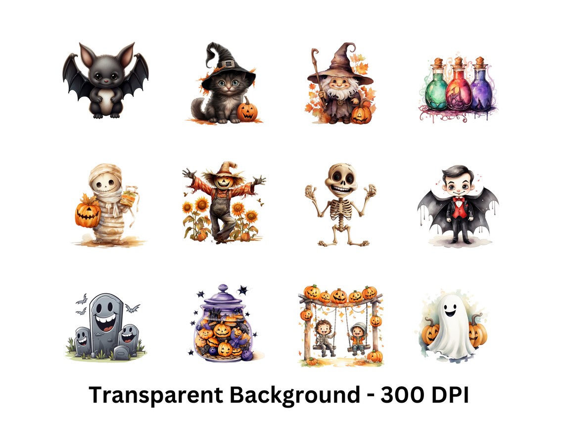 Halloween Clipart Bundle, Cute Halloween Clipart, Spooky Halloween ...