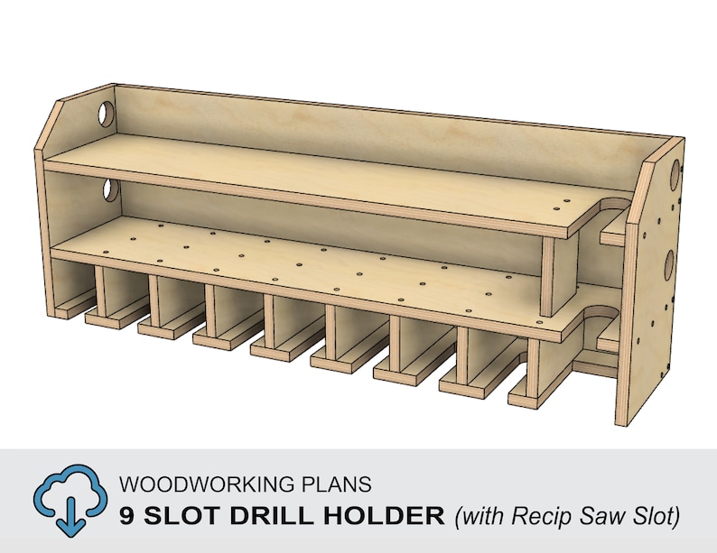 9 Slot DIY Cordless Power Tool Storage Shelf Woodworking - Etsy