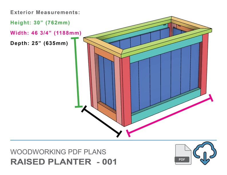 Cedar Raised Planter Box DIY Woodworking Plans (PDF) - Etsy