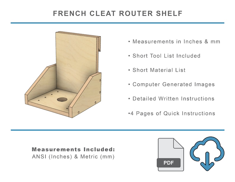 French Cleat Router Storage Shelf: DIY Woodworking Plans (PDF) - Etsy