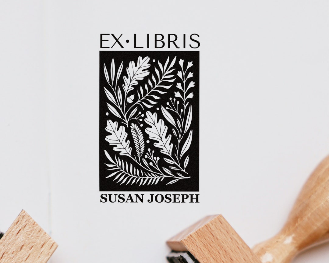 Ex Libris Stamp Leaves, Exlibris Stamp, Exlibris Stamp for Books, Ex ...