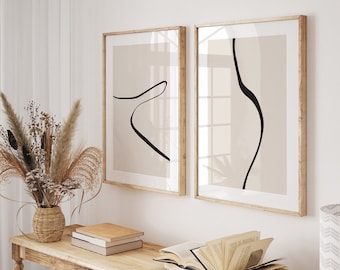 Abstract Line Art Set of 3 Prints Modern Sketch Print Minimalist Poster ...