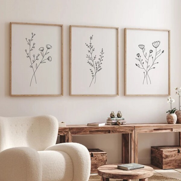 Modern Simple Minimal Gallery Wall Art Set of 3 Black and - Etsy Canada