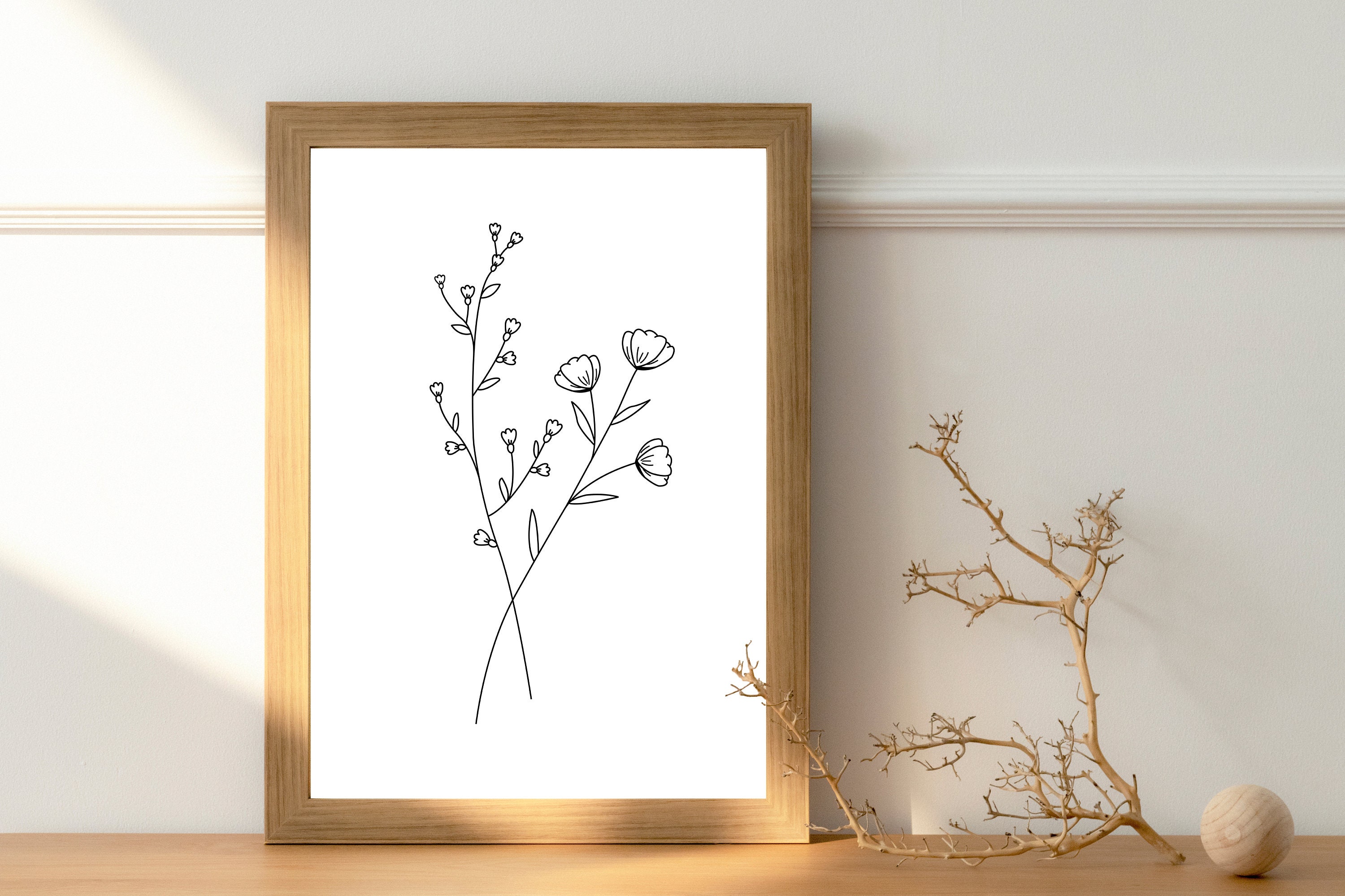 Flower Line Art Prints Set of 3 Prints Floral Print Flower - Etsy Canada