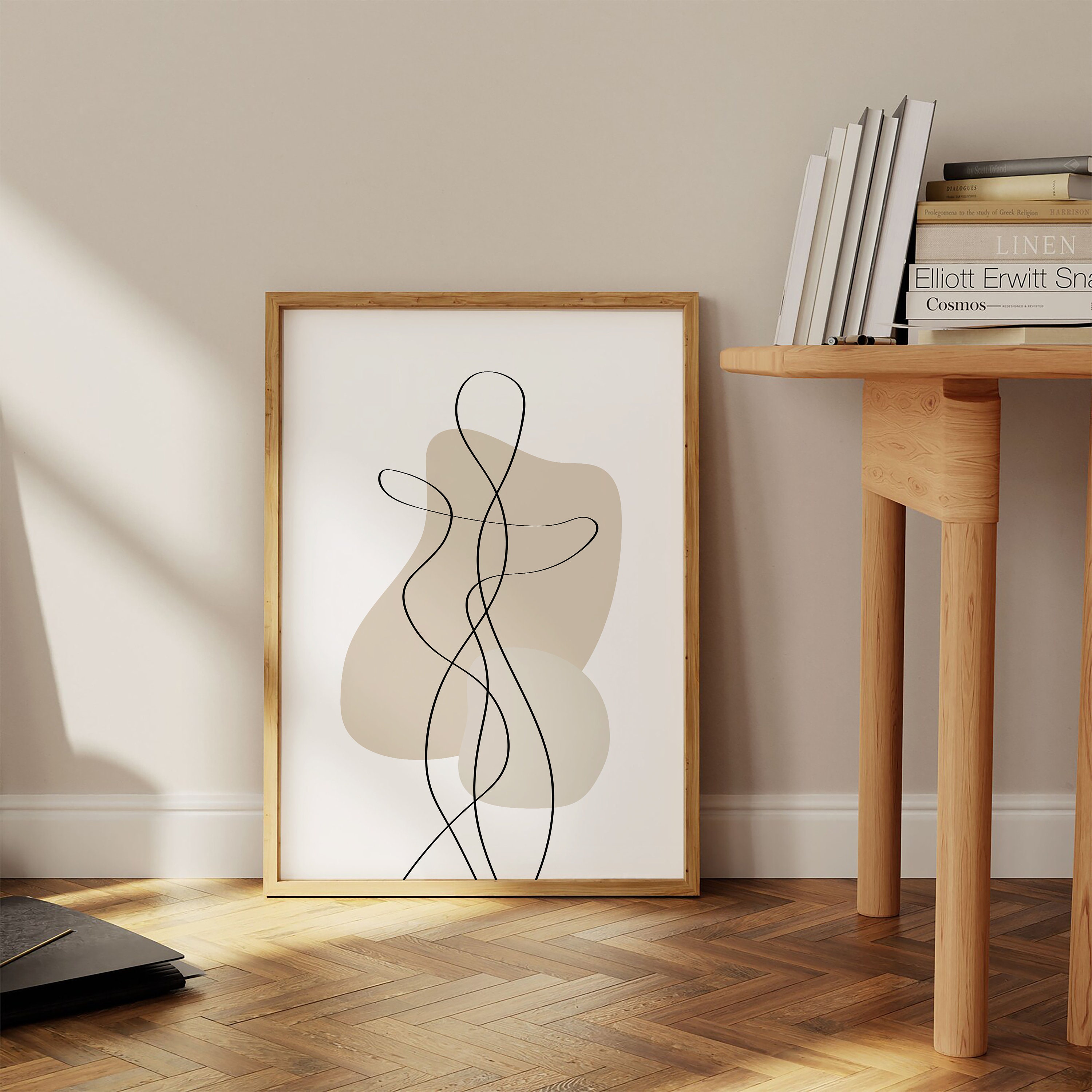 Scandi Line Art Drawing Print, Minimal Poster Beige Abstract Wall Art ...