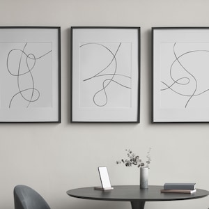 Abstract Line Art Set of 3 Prints Modern Sketch Print Minimalist Poster ...