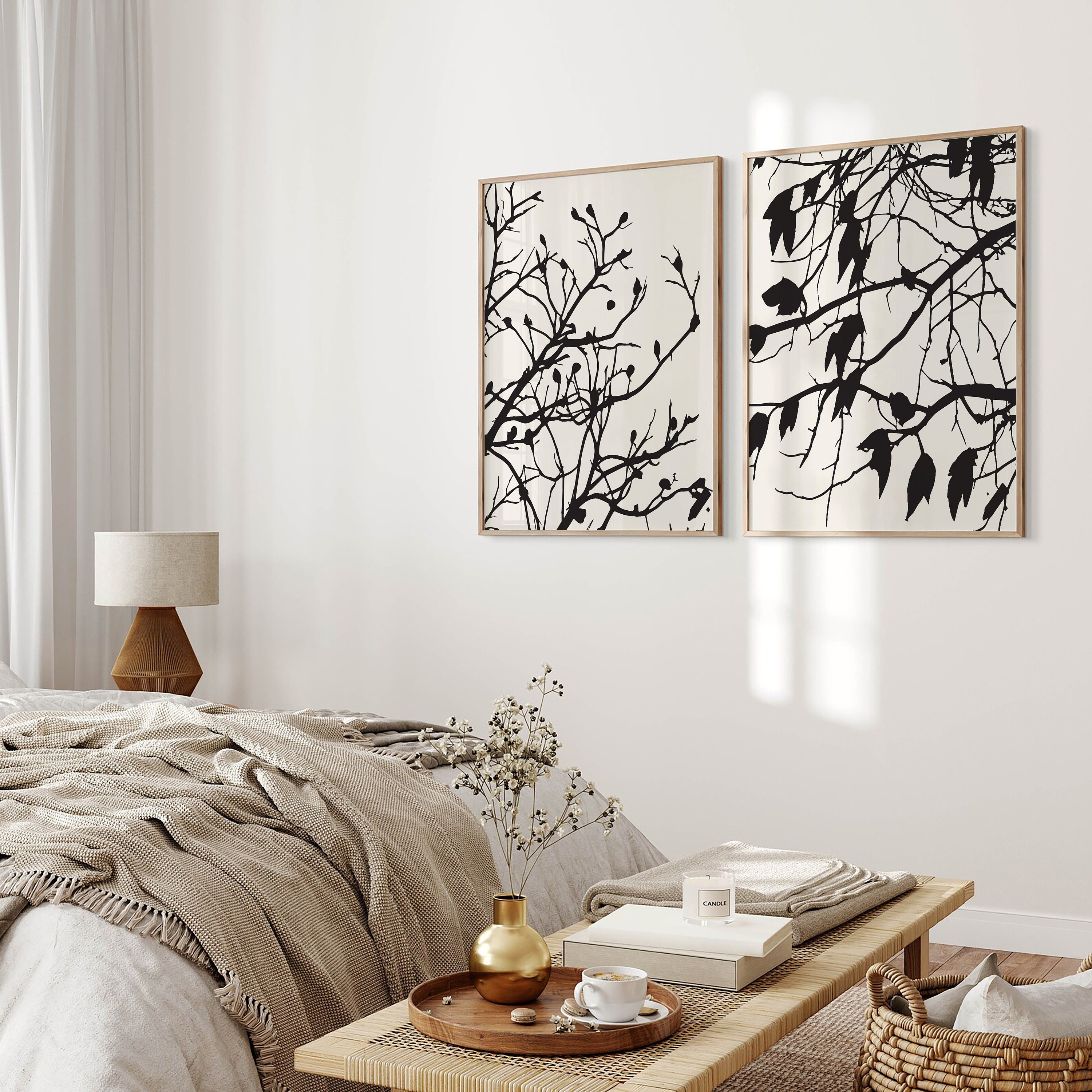 Abstract Botanical Gallery Wall Art Set of 2 Prints Flower Wall Art ...