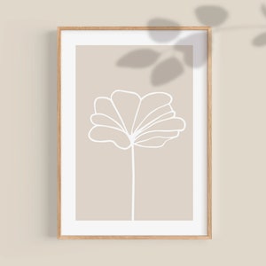 Abstract Botanical Print Flower Wall Art Print Neutral Beige Flower ...