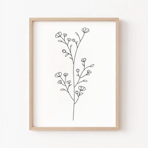 Flower Line Art Prints Set of 2 Prints Floral Print Printable Wall Art ...