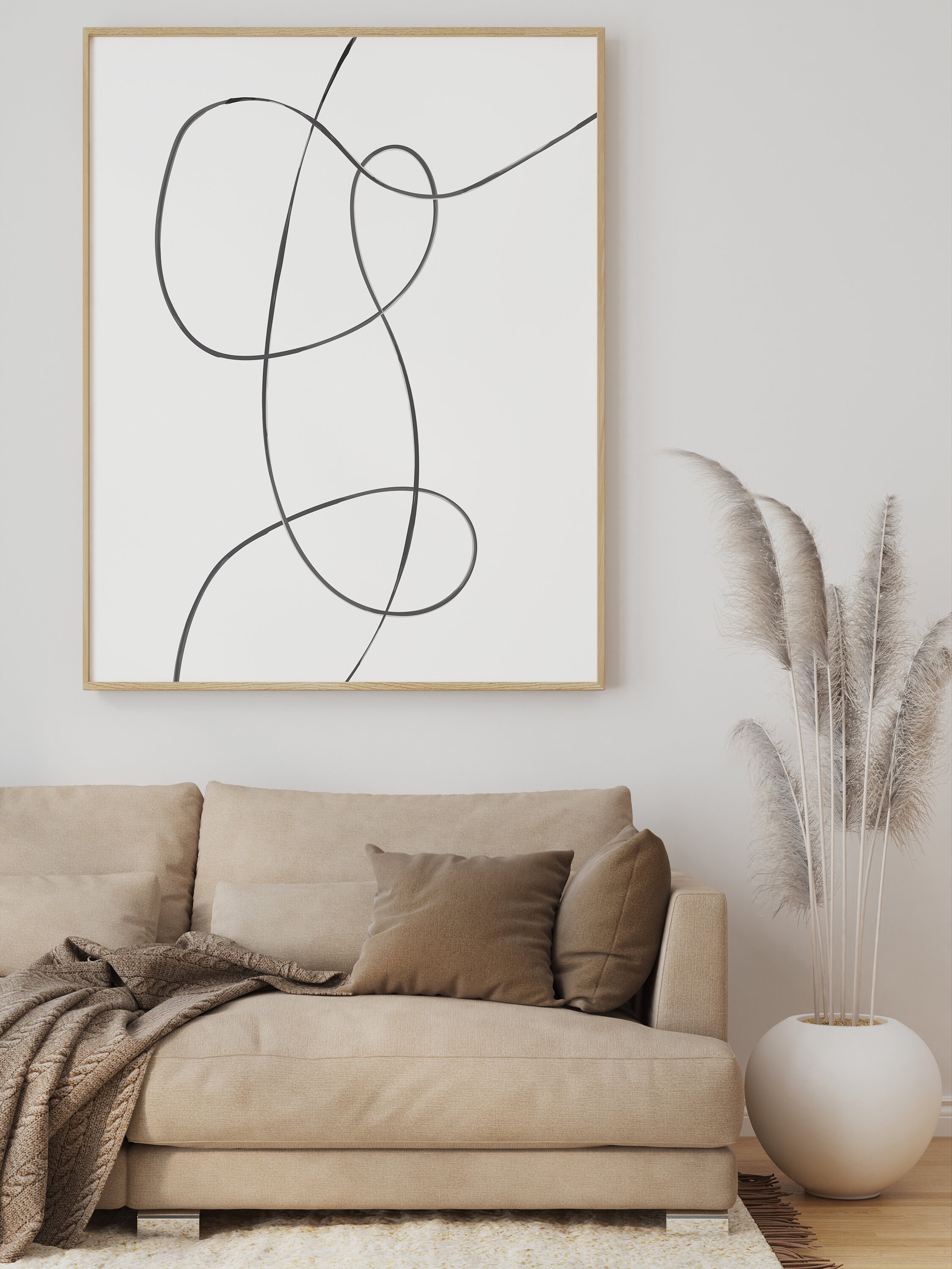 Abstract Line Art Set of 3 Prints Modern Sketch Print Minimalist Poster ...