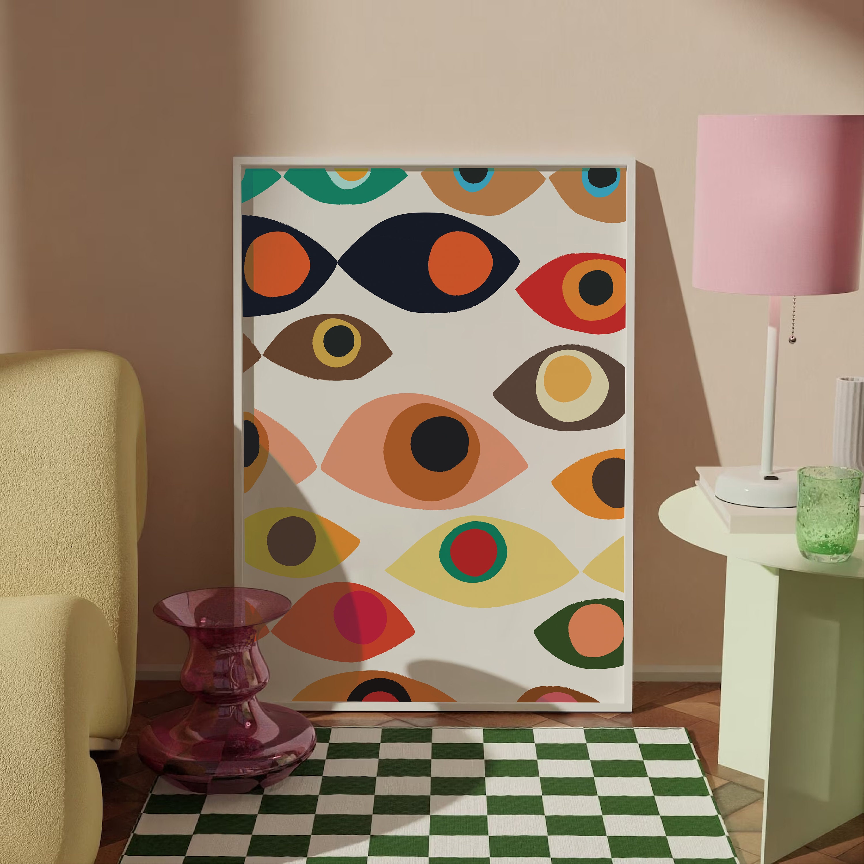 Quirky Colorful Eye Wall Art Eclectic Prints Retro Wall Art Evil Eye ...