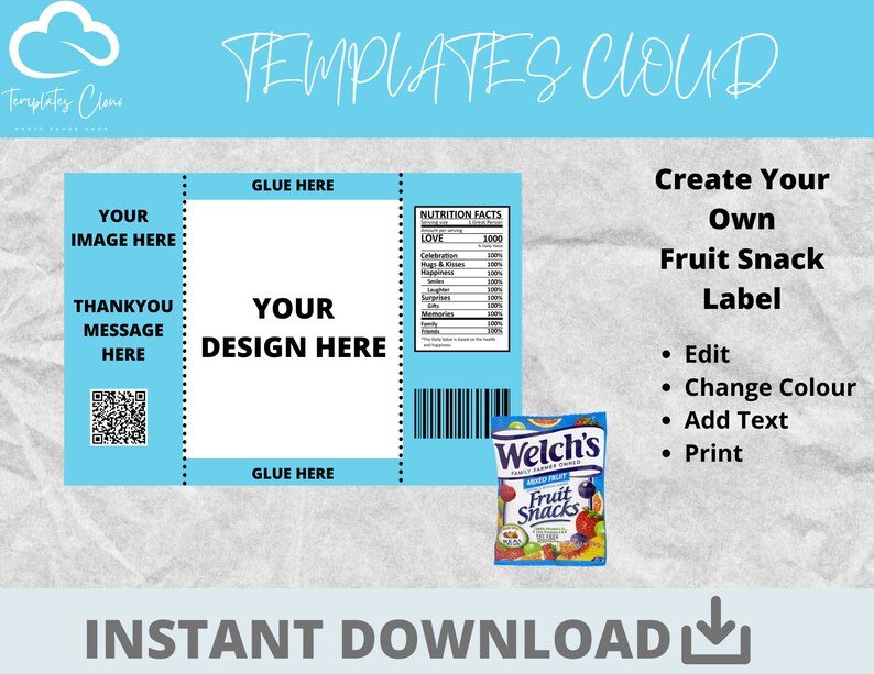 Fruit Snack Template Fruit Snacks Wrapper Fruit Snack Label Etsy