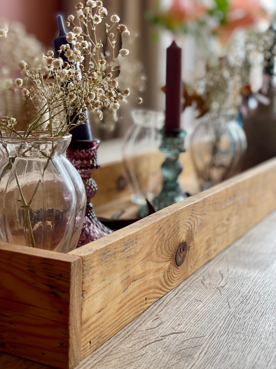 Long Reclaimed Wood Trough / Table Centrepiece / Window Trough ...