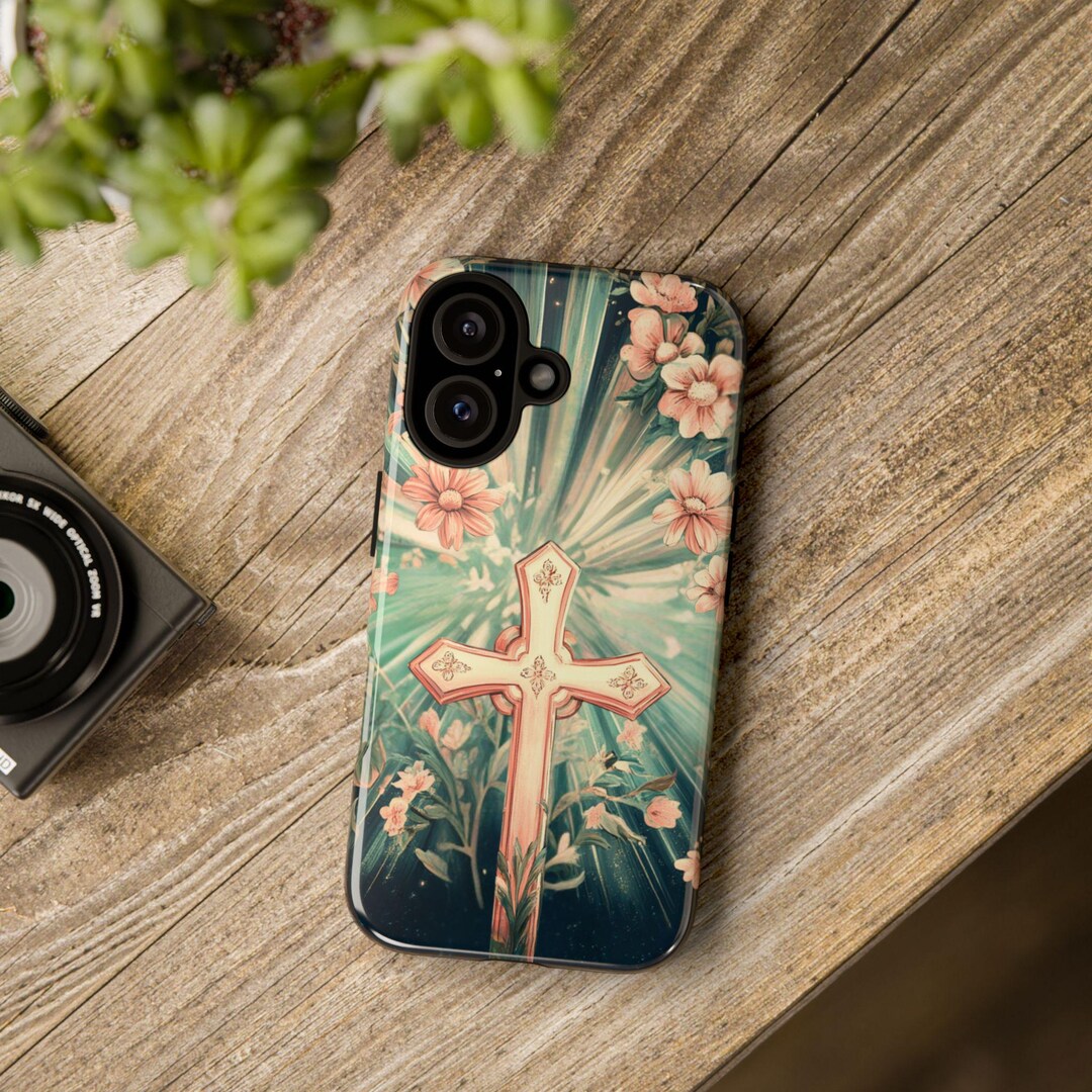 Colourful Floral Cross Phone Case, Tough Cases for Christians, Nature ...