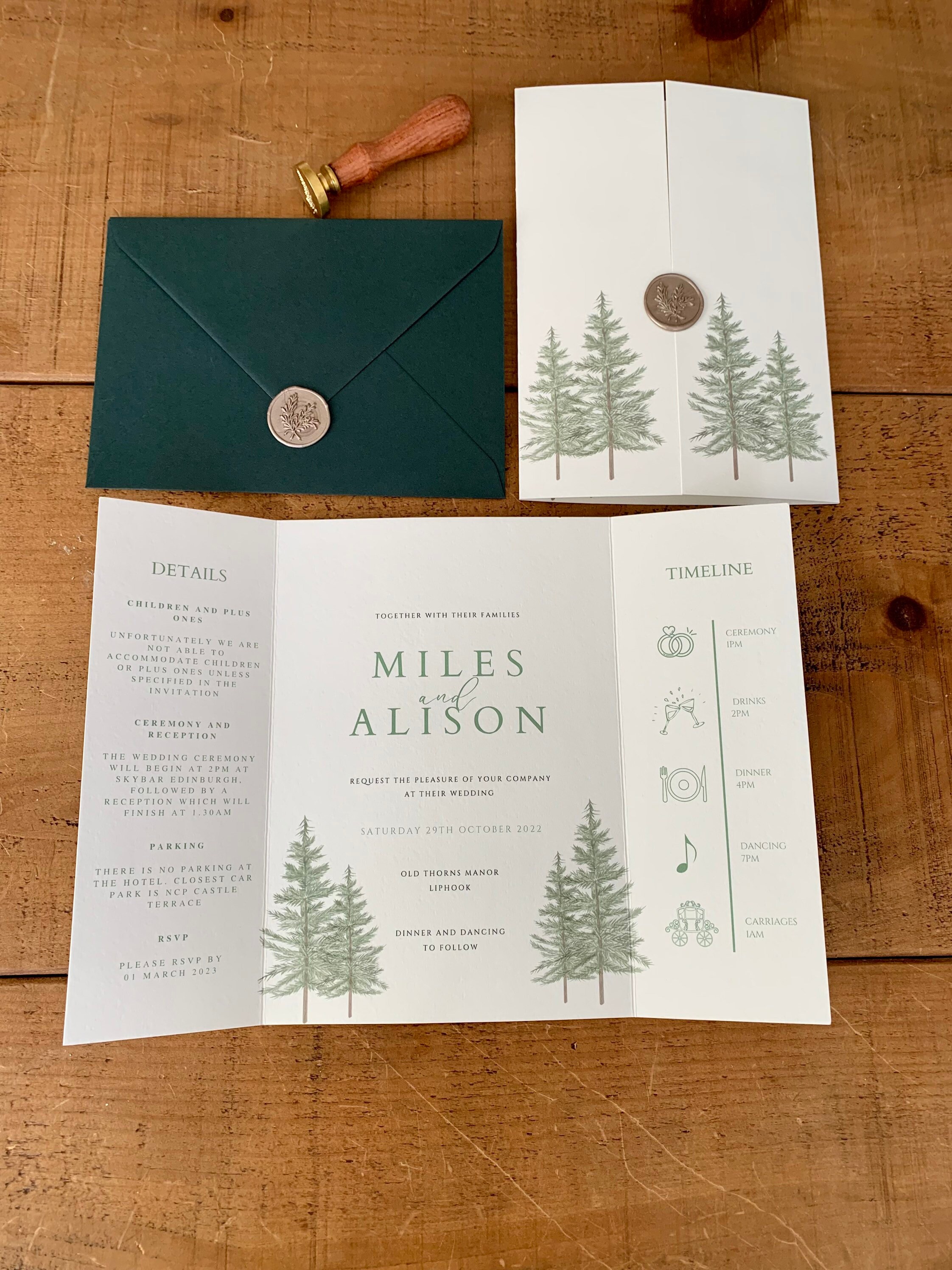 Christmas Tree Gatefold Wedding Invitation - Etsy