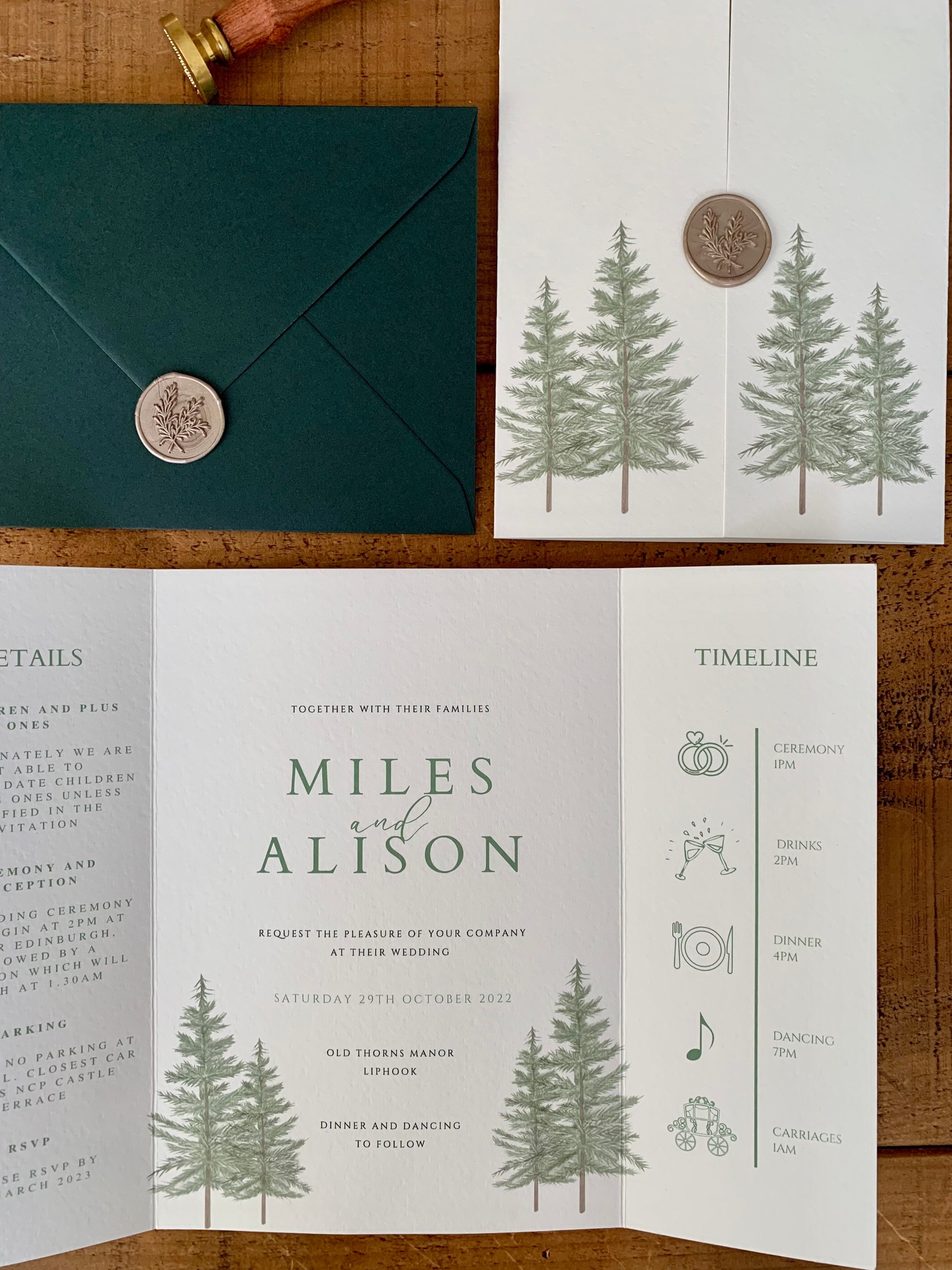 Christmas Tree Gatefold Wedding Invitation - Etsy