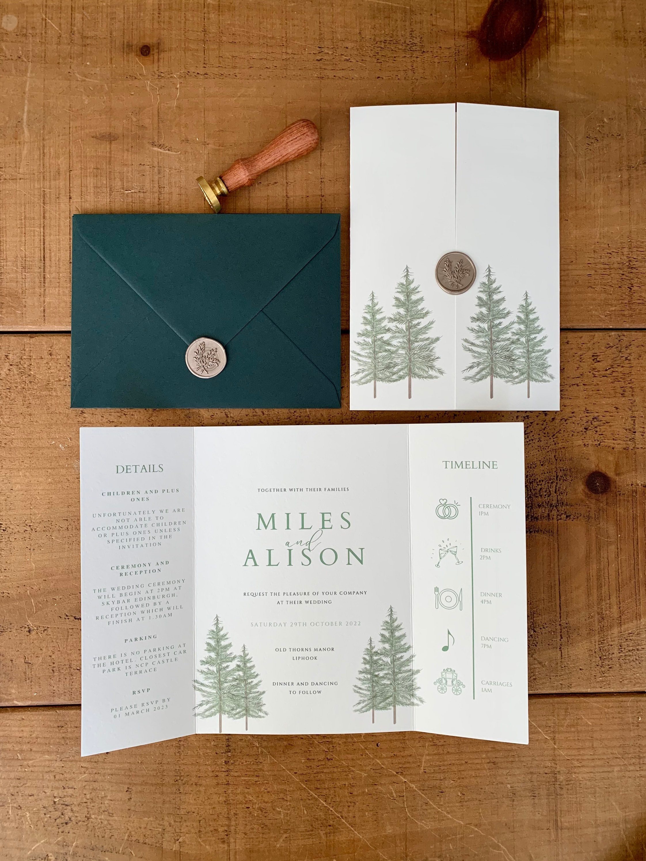 Christmas Tree Gatefold Wedding Invitation - Etsy