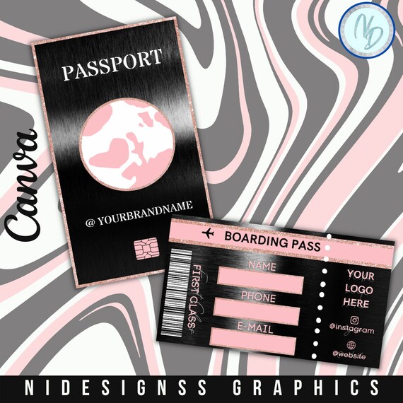 Passport Style Business Card Design DIY Template Business | Etsy