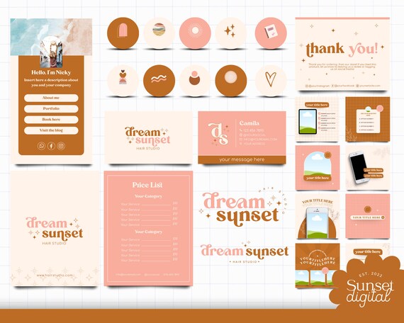 70 Editable Branding Kit Boho Style for Small Business DIY - Etsy