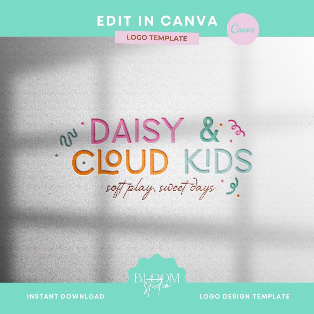 Editable Rainbow Logo Canva Template, Pastel Small Business Logo ...