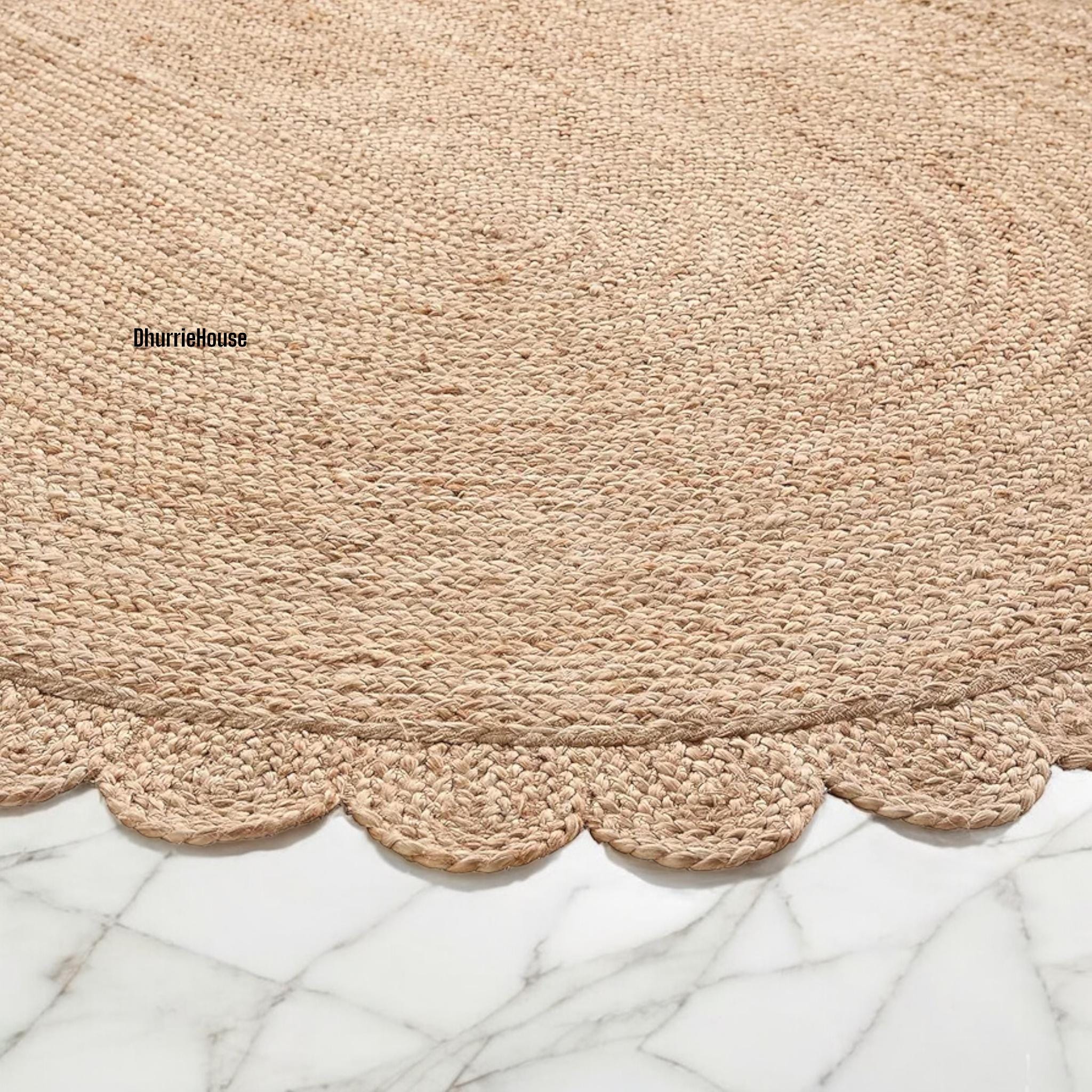 Natural Scalloped Round Jute Rug -natural Jute Round Rug ,living Room ...