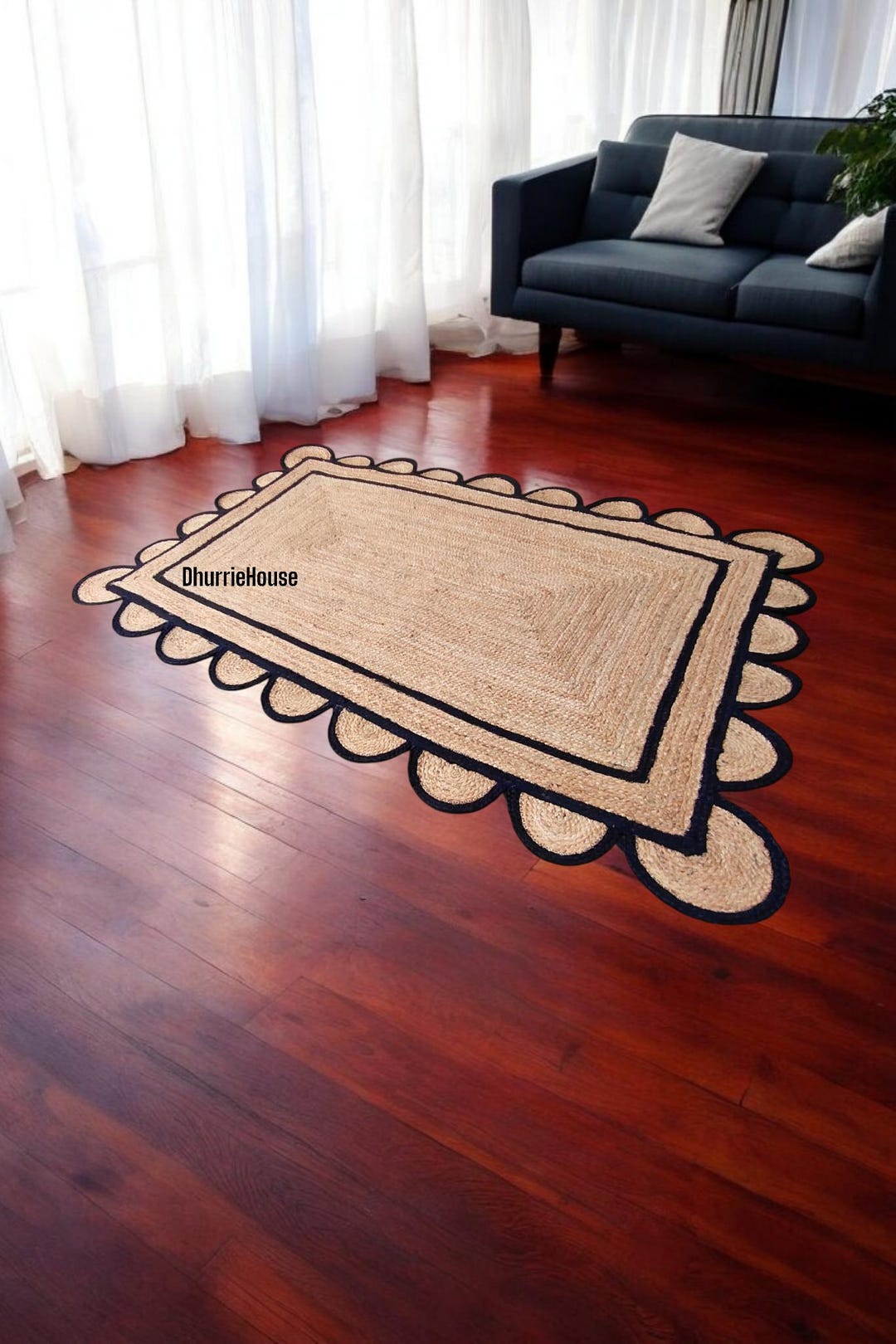 Navy Blue Jute Rug - Indian Handmade,natural Jute Braided Rug, Custom ...