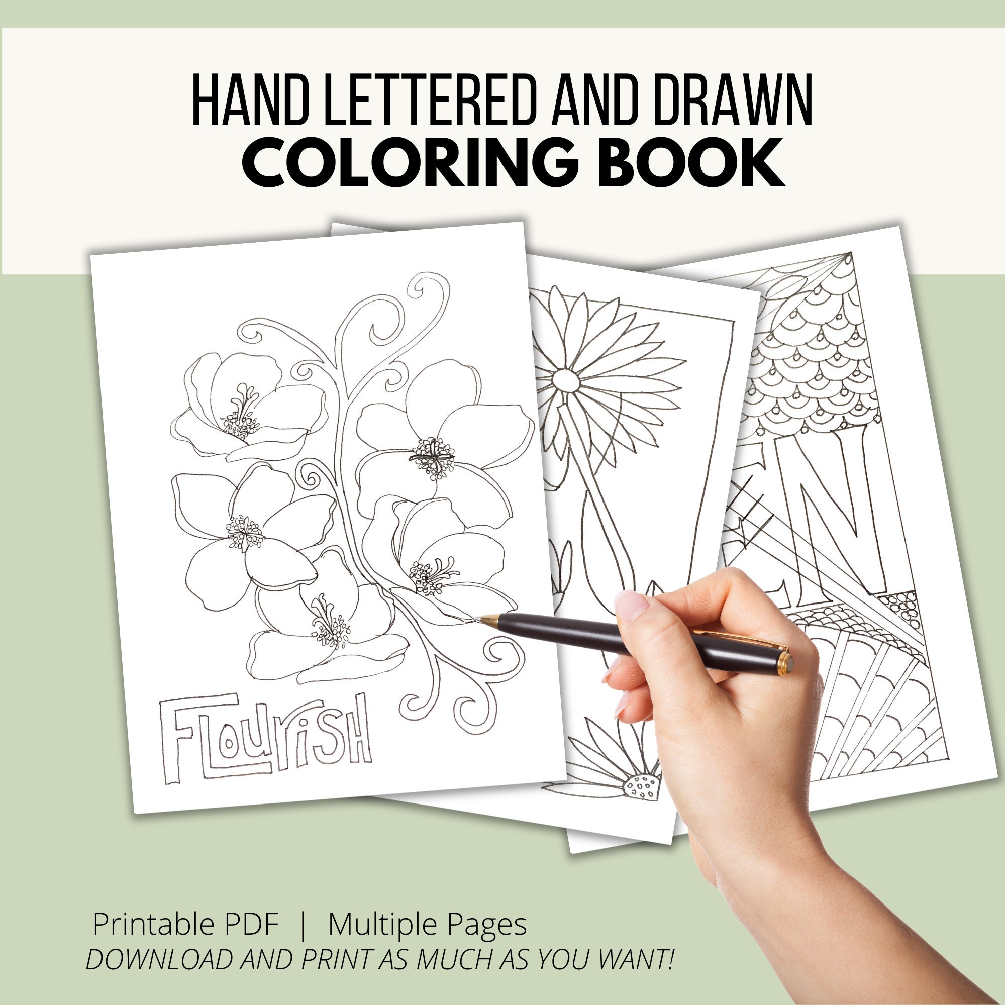 Zen Coloring Book Inspirational Pages to Color Hand Drawn - Etsy
