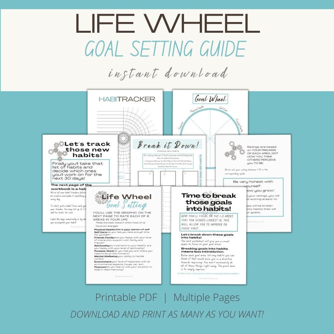Life Wheel Goal Setting Guide Workbook for Goal Setting Printable PDF ...