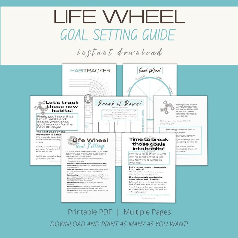 Life Wheel Goal Setting Guide Workbook for Goal Setting Printable PDF Goals Workbook - Etsy