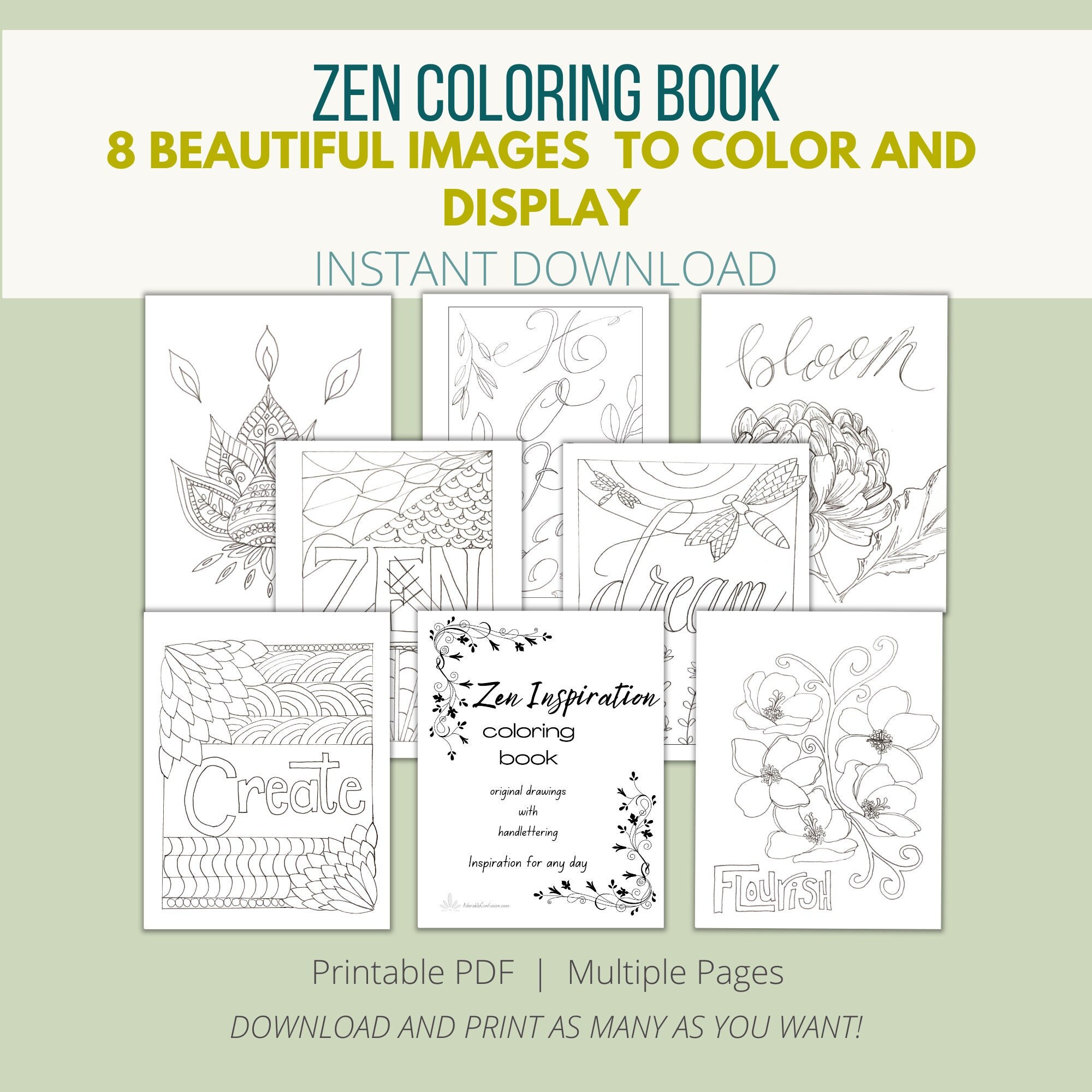 Zen Coloring Book Inspirational Pages to Color Hand Drawn - Etsy