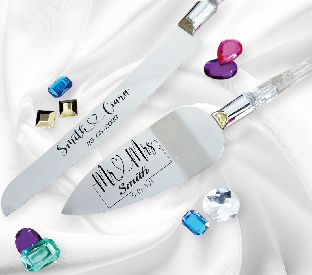 Personalised Engraved Wedding Birthday Cake Server Set.perfect Gift for ...