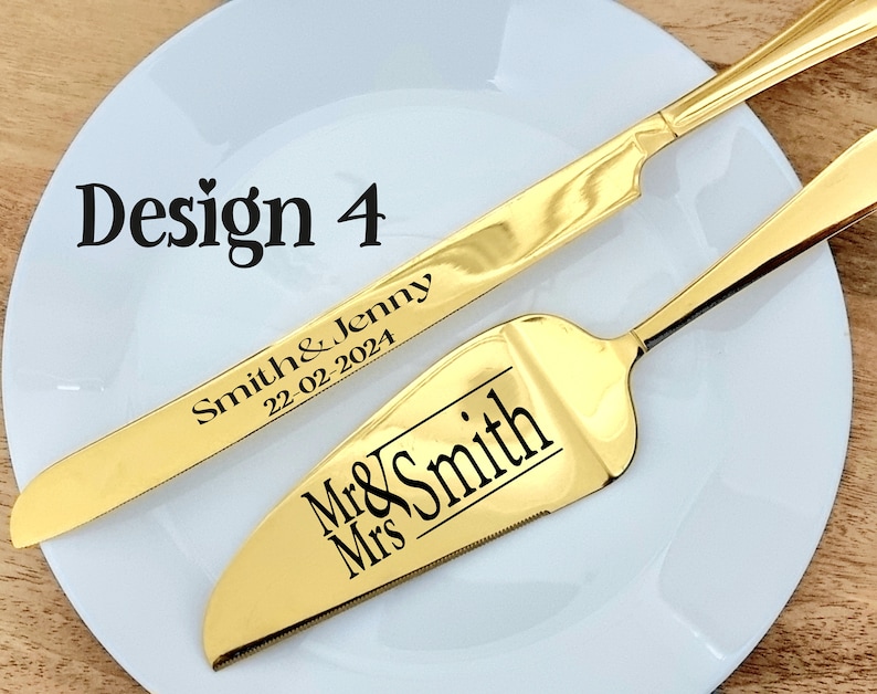 Personalised Engraved Cake Server, Slicer Set Wedding Birthday ...