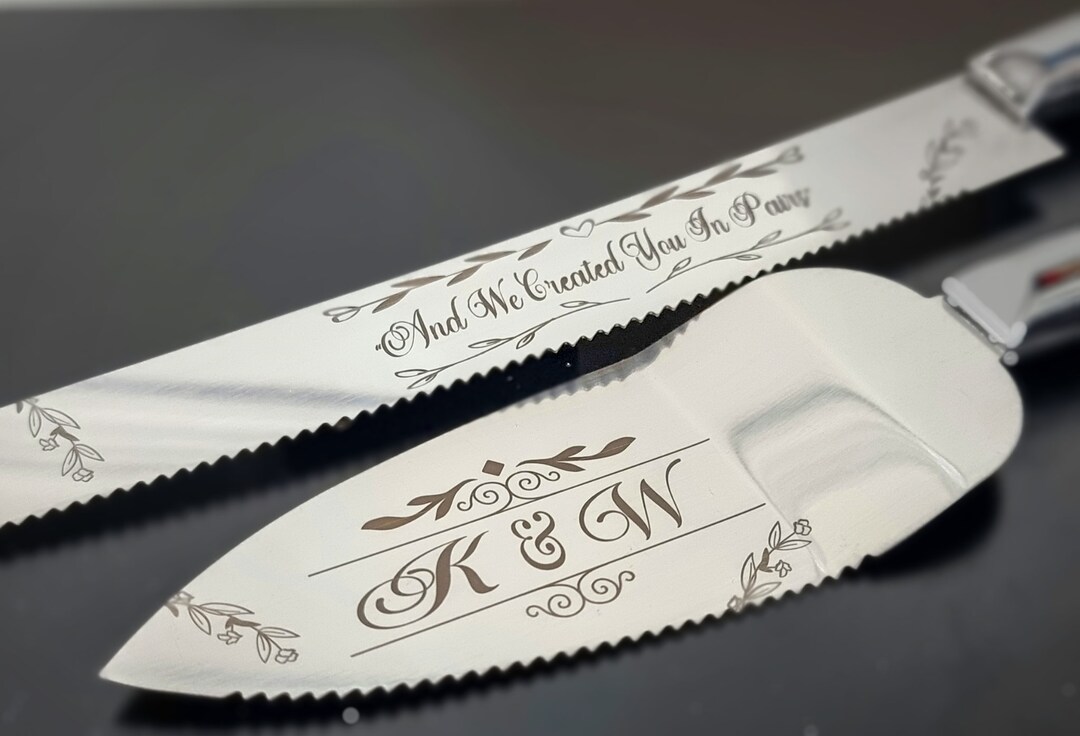Personalised Engraved Cake Server, Slicer Set Wedding Birthday ...