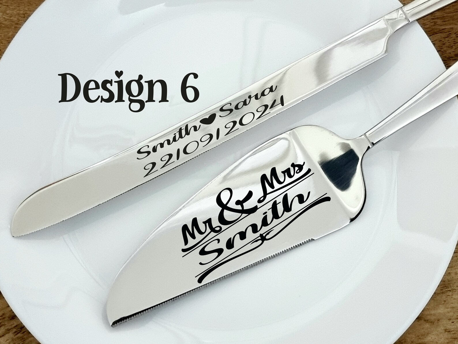 Personalised Engraved Cake Server, Slicer Set Wedding Birthday ...