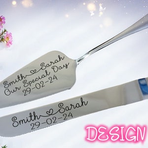 Personalised Engraved Cake Server, Slicer Set Wedding Birthday ...