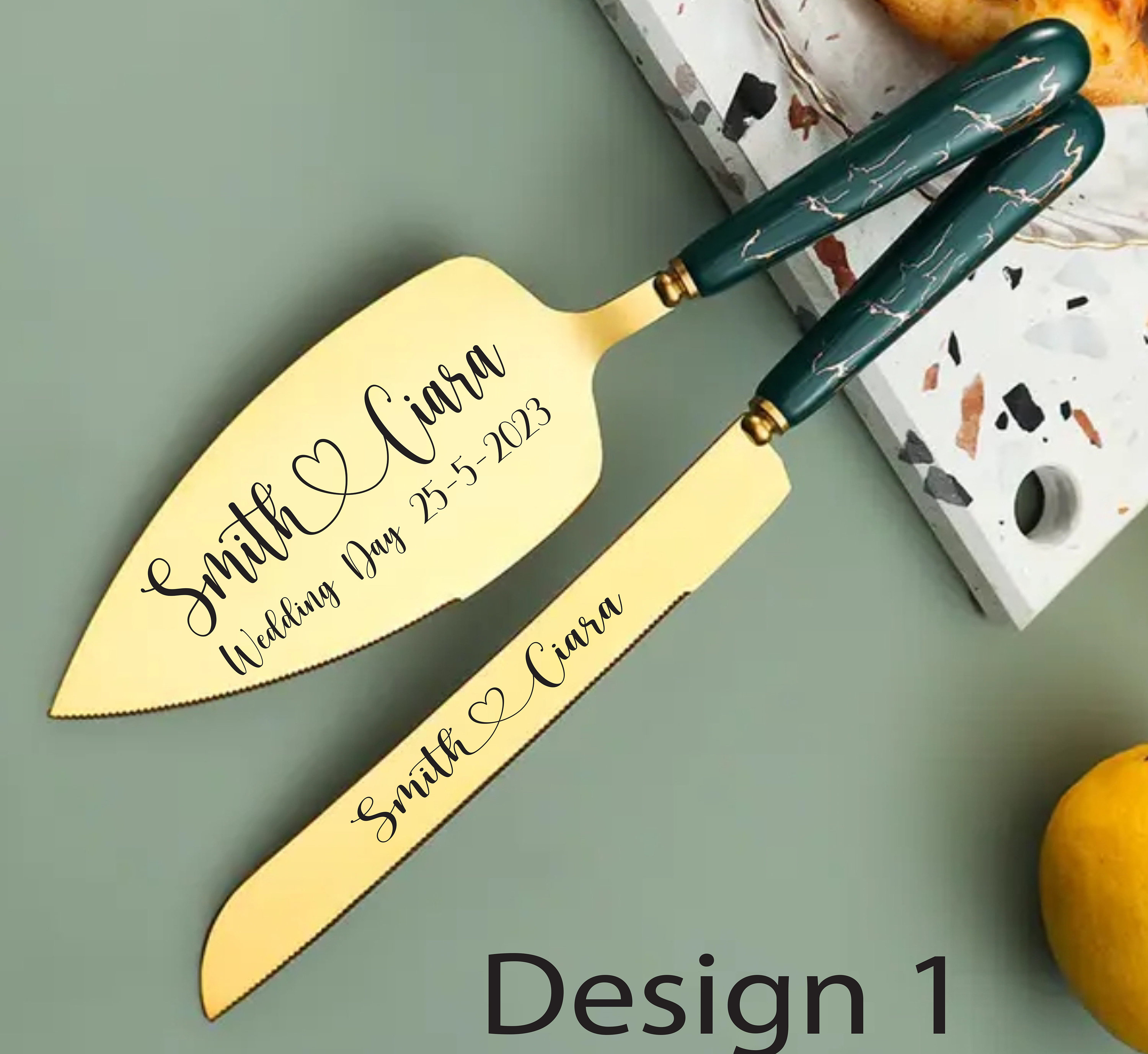 Personalised Engraved Cake Server Slicer Set Wedding Birthday - Etsy UK