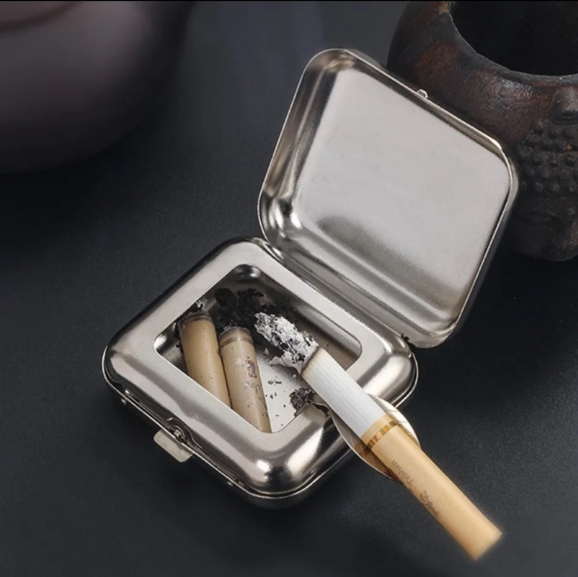 Personalised Engraved Coffin Ashtray With Cover, Mini Portable Ashtray ...