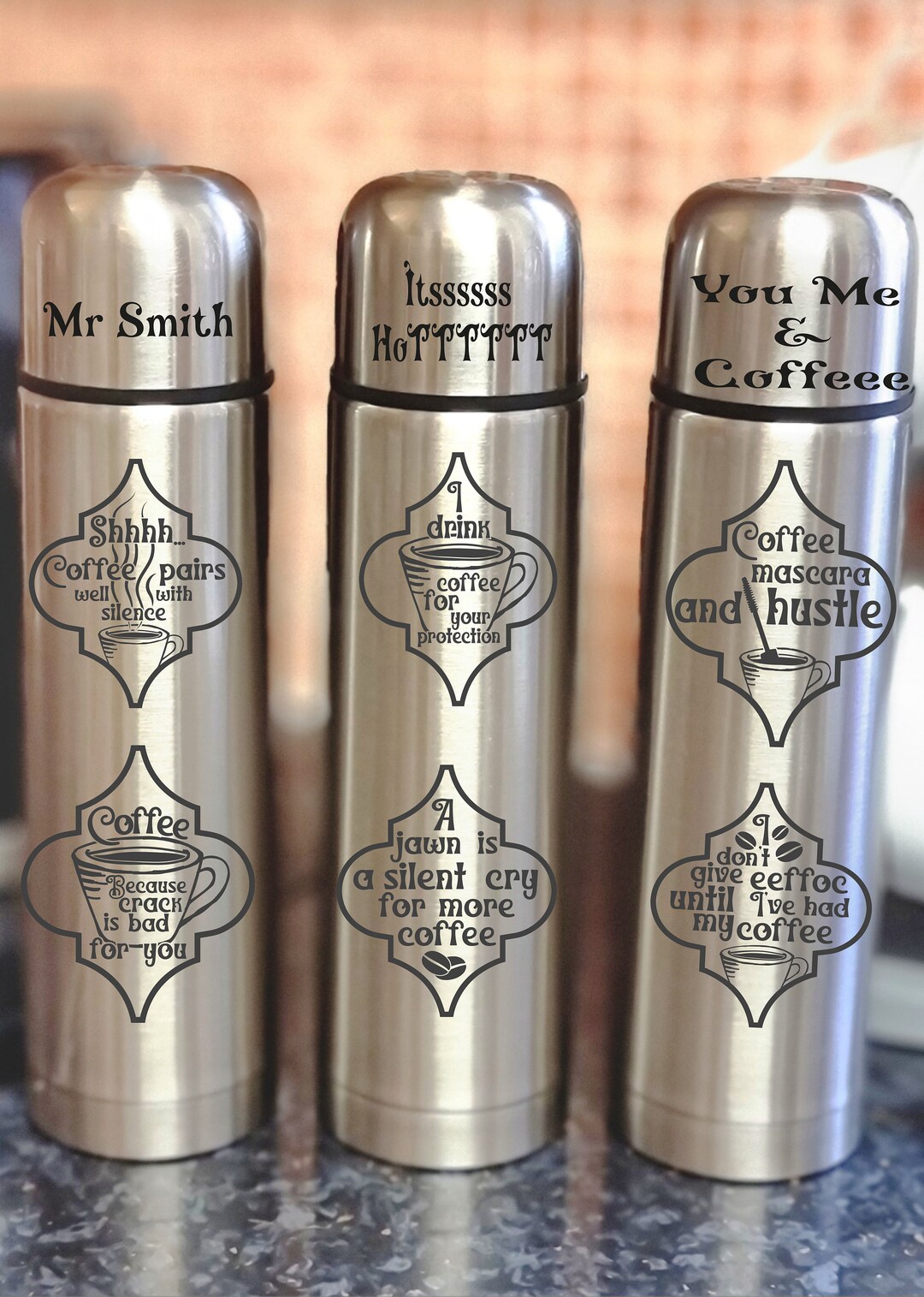 Personalised Engraved Stainless-steel Hot & Cold Coffee Flask,-vacuum ...