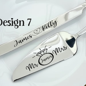Personalised Engraved Cake Server, Slicer Set Wedding Birthday ...