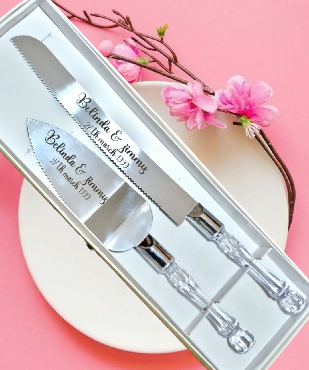 Wedding Cake Server Set, Personlised Cake Server Set for Wedding ...