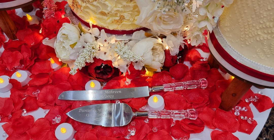 Personalized Engraved Cake Server Set, Crystal Handle Cake Server Set ...