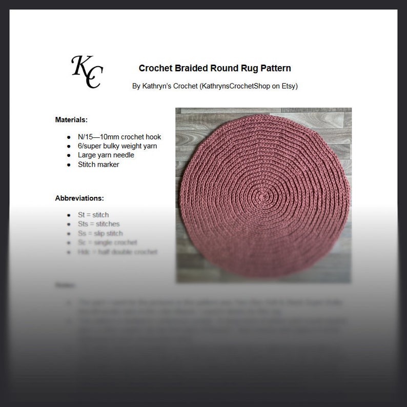 Crochet Braided Round Rug Pattern - Etsy