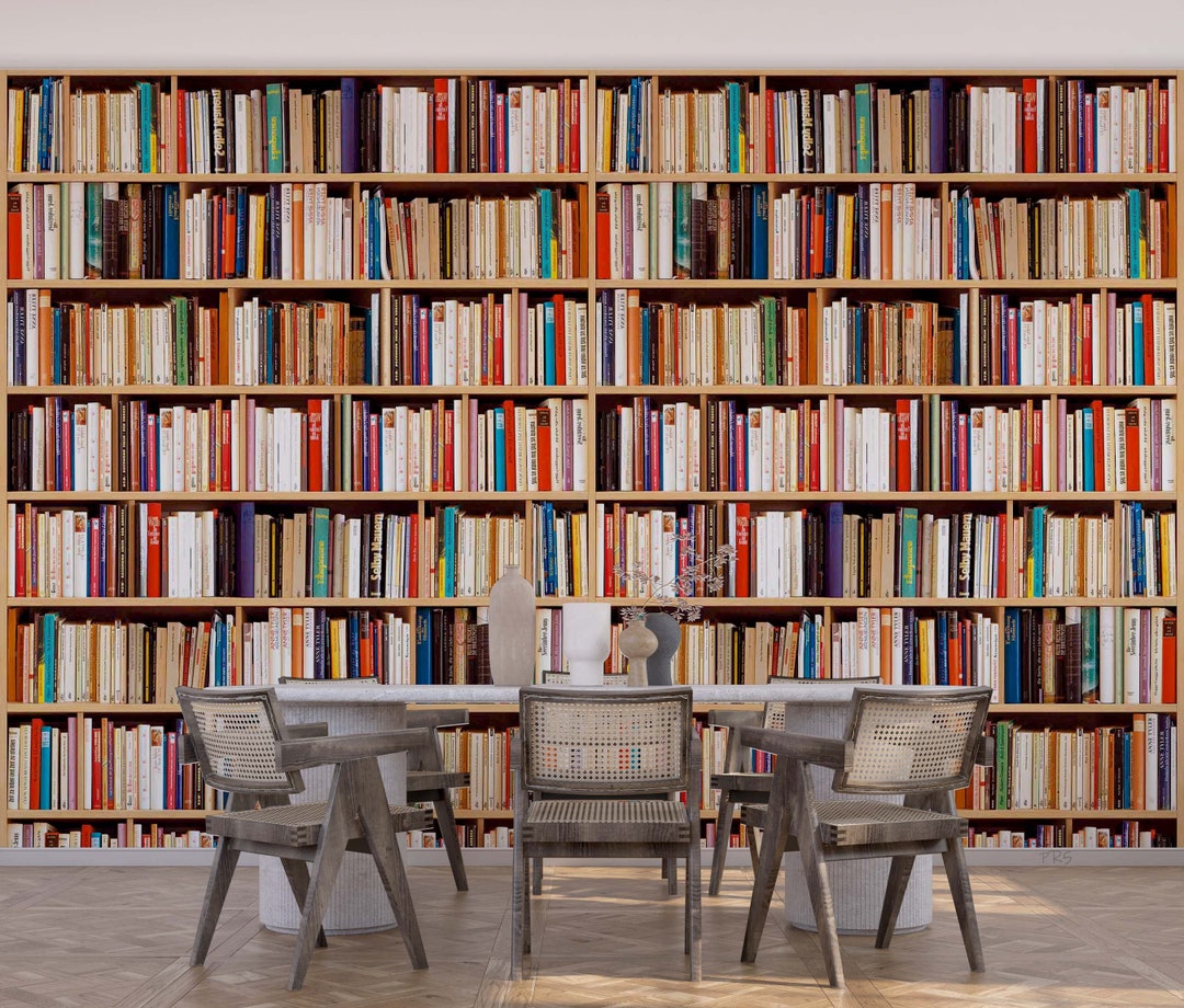 Brown Bookshelf Book 3D Wallpaper Peel and Stick Removable - Etsy
