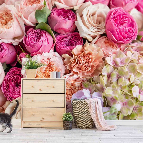 3d Pink Roses Wallpaper - Etsy